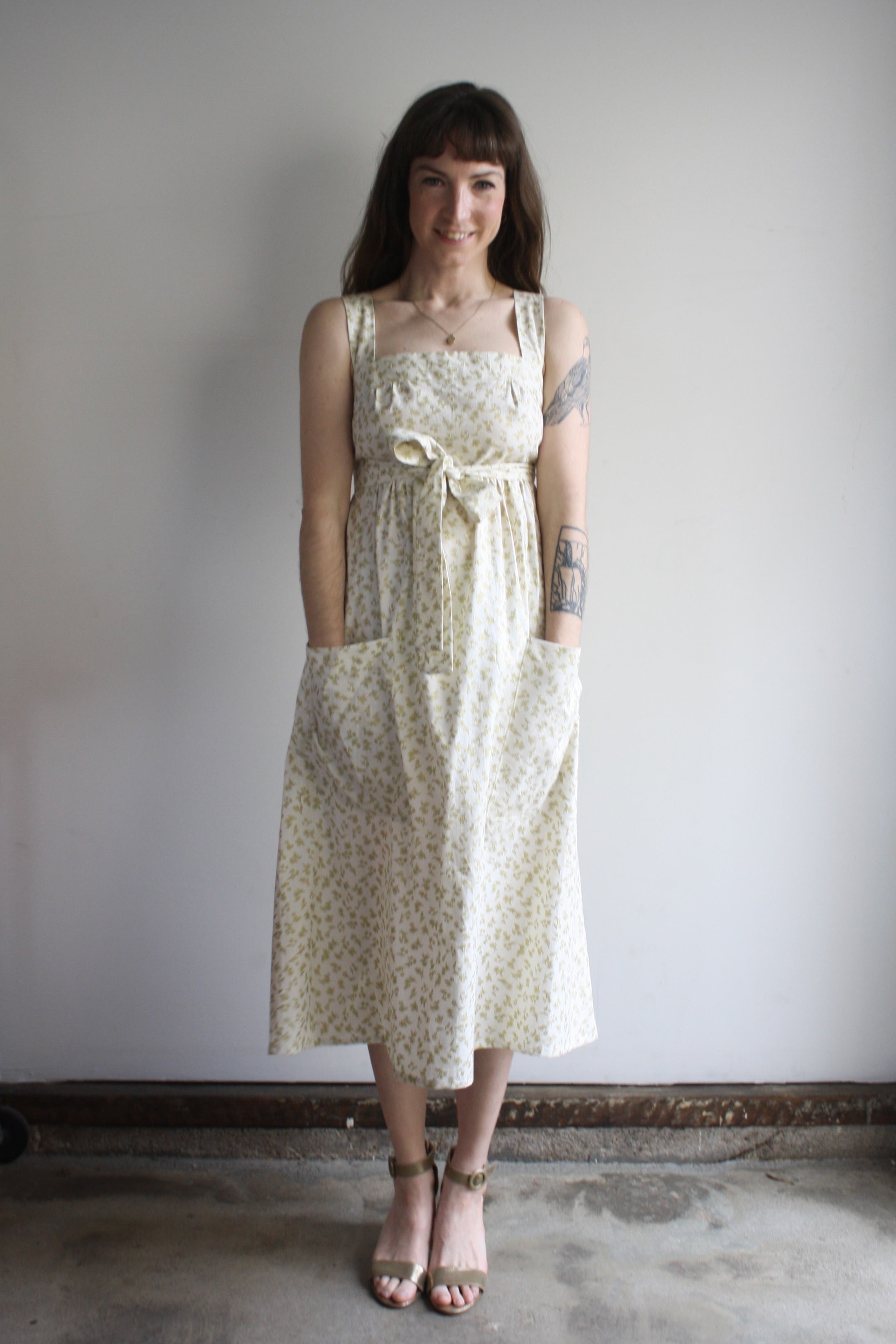 Myrtle Back-wrap Sundress - Metallic Gold Floral | Garmentory