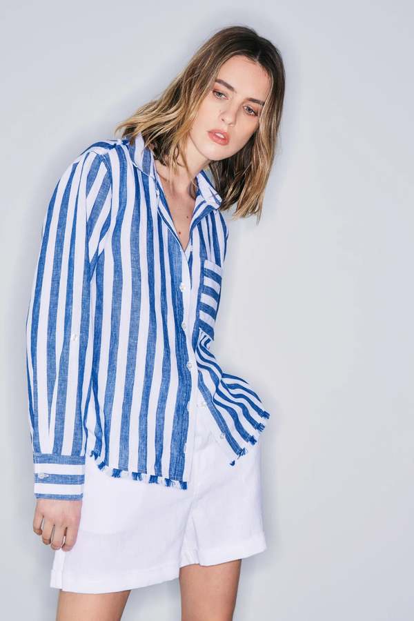 MELISSA NEPTON S24 KENY BLOUSE - LARGE ROYAL STRIPE | Garmentory