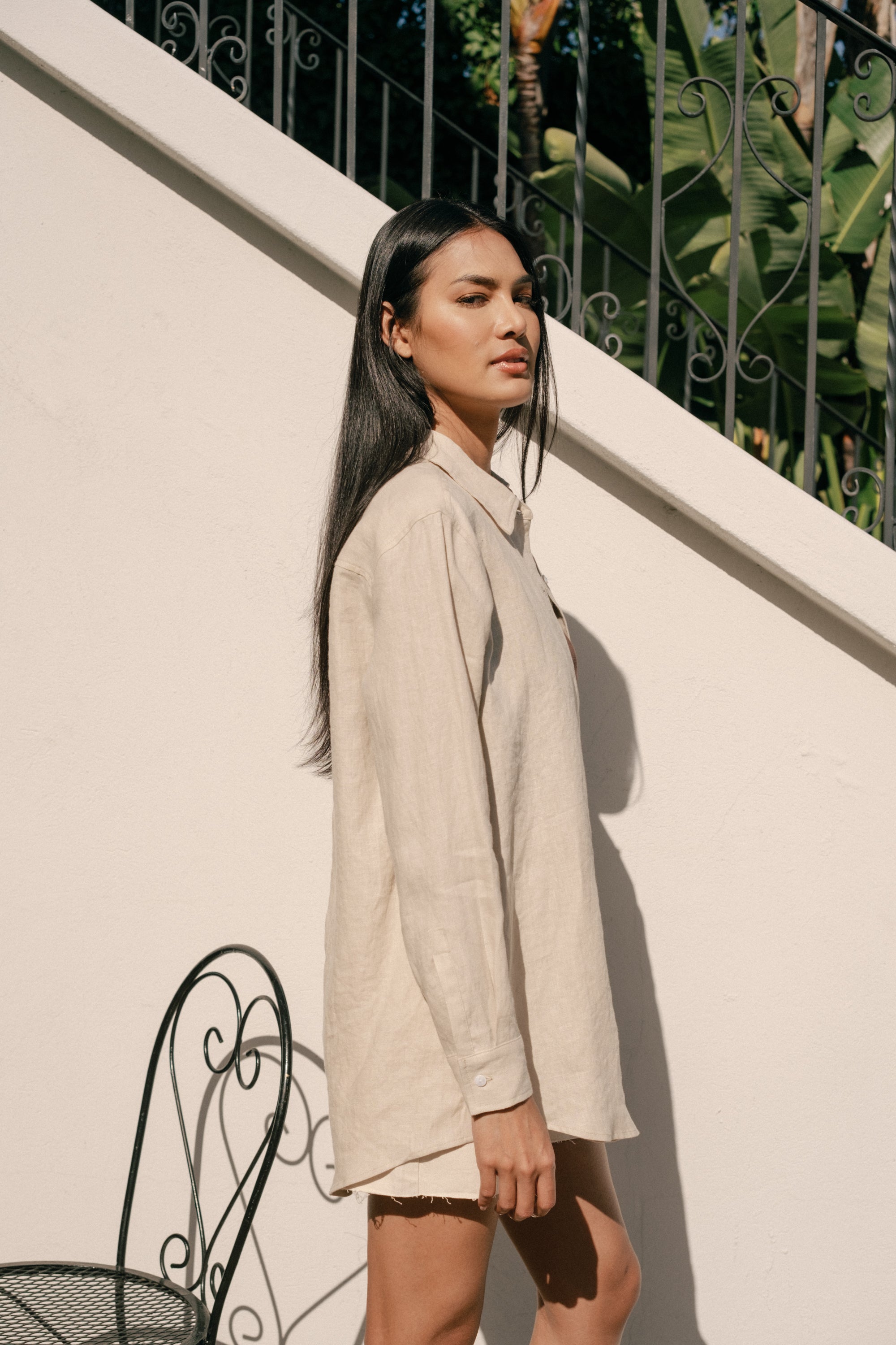 Whimsy + Row Denise Top - Oatmeal Linen | Garmentory