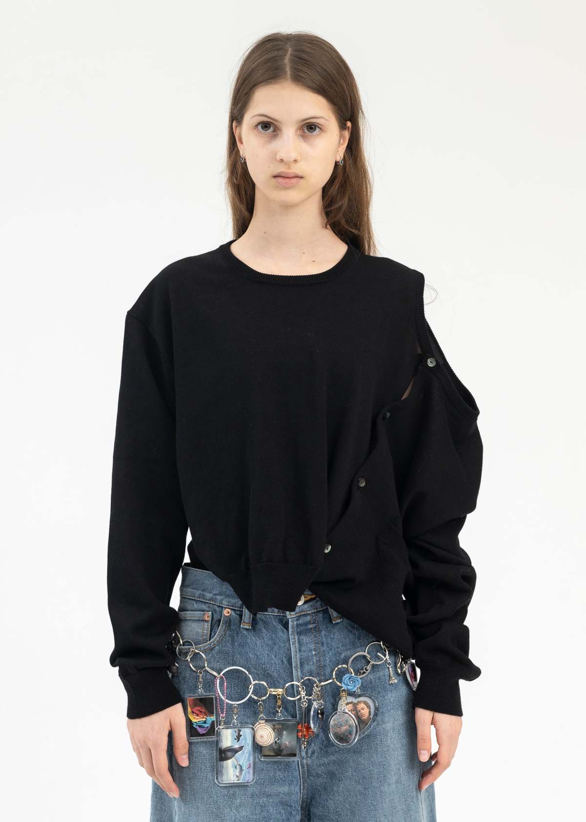 Doublet AI IMAGE GENERATION MISTAKE KNITWEAR CARDIGAN - BLACK | Garmentory