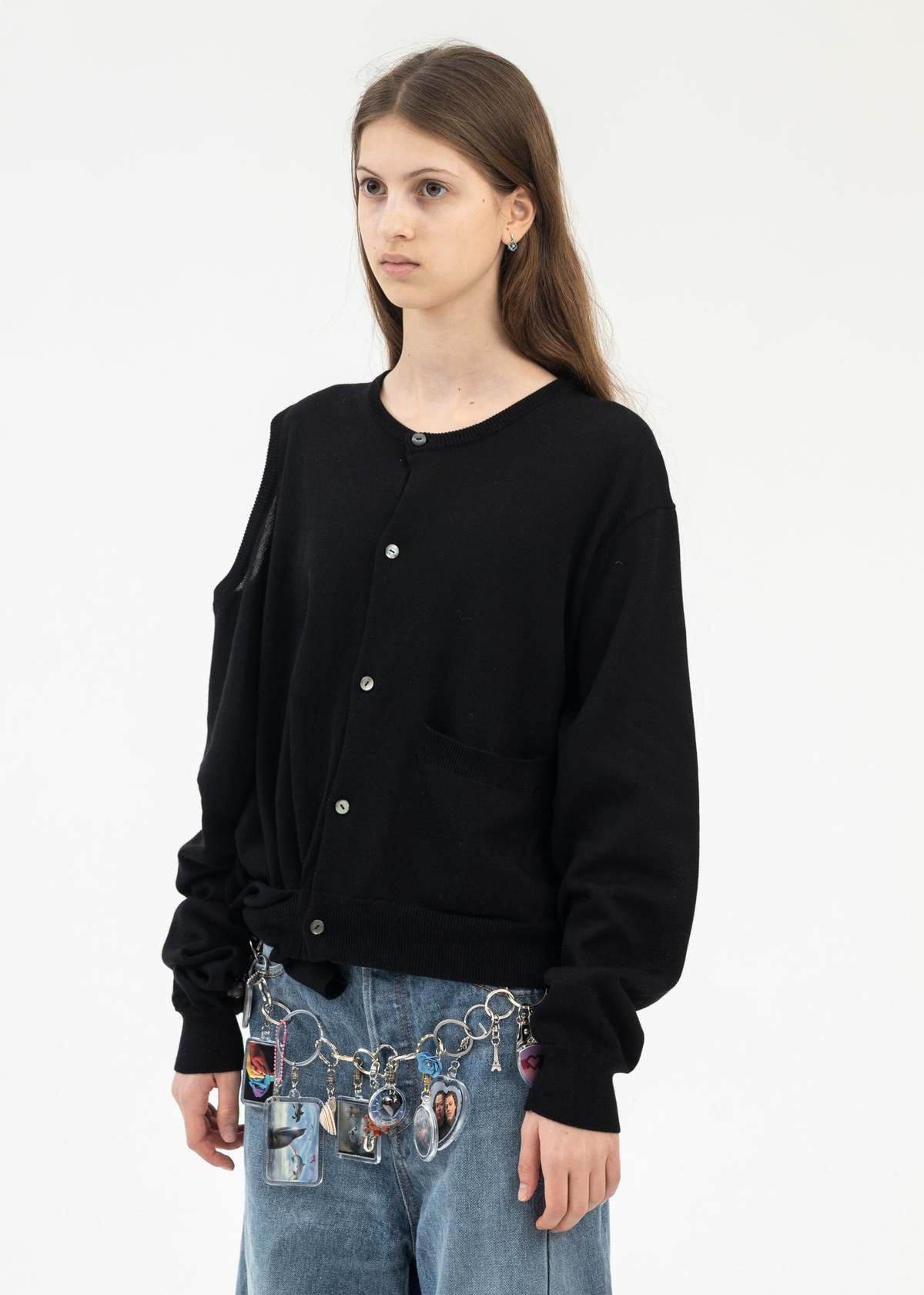 Doublet AI IMAGE GENERATION MISTAKE KNITWEAR CARDIGAN - BLACK | Garmentory