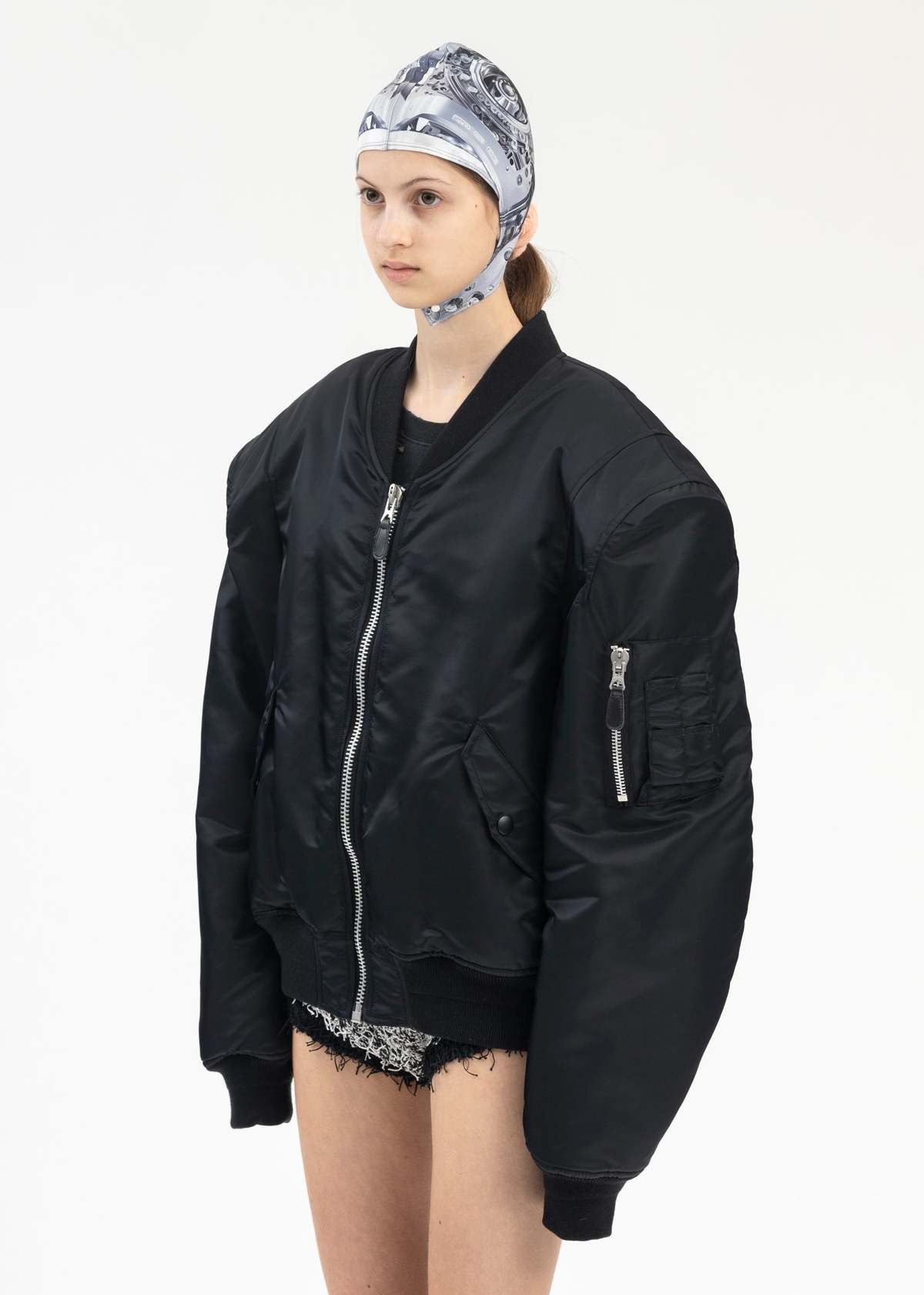 Doublet ROBOT SHOULDER BOMBER JACKET - BLACK | Garmentory