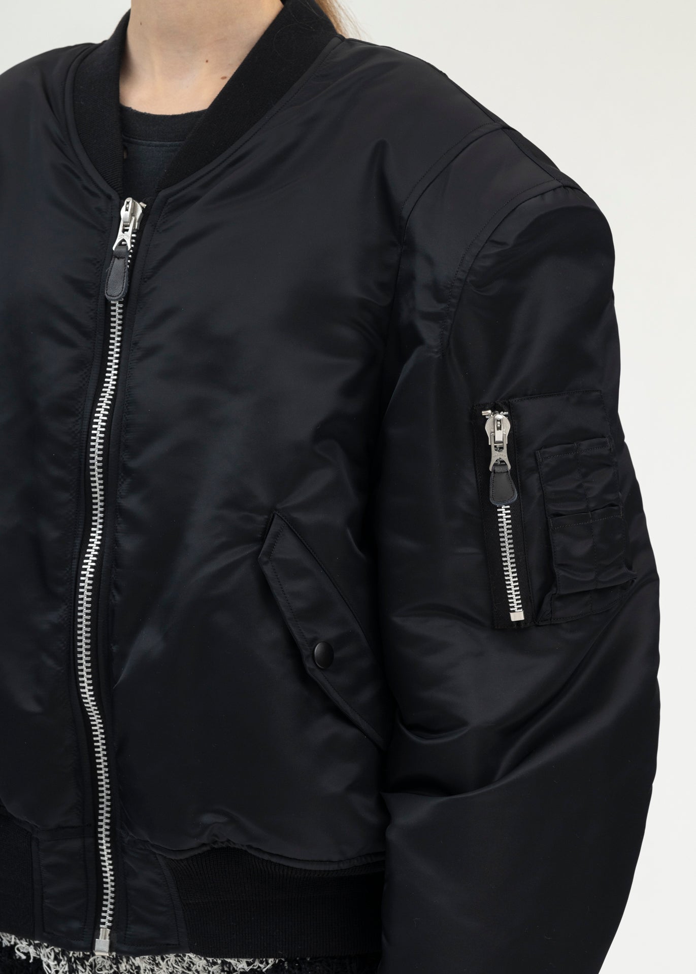 Doublet ROBOT SHOULDER BOMBER JACKET - BLACK | Garmentory