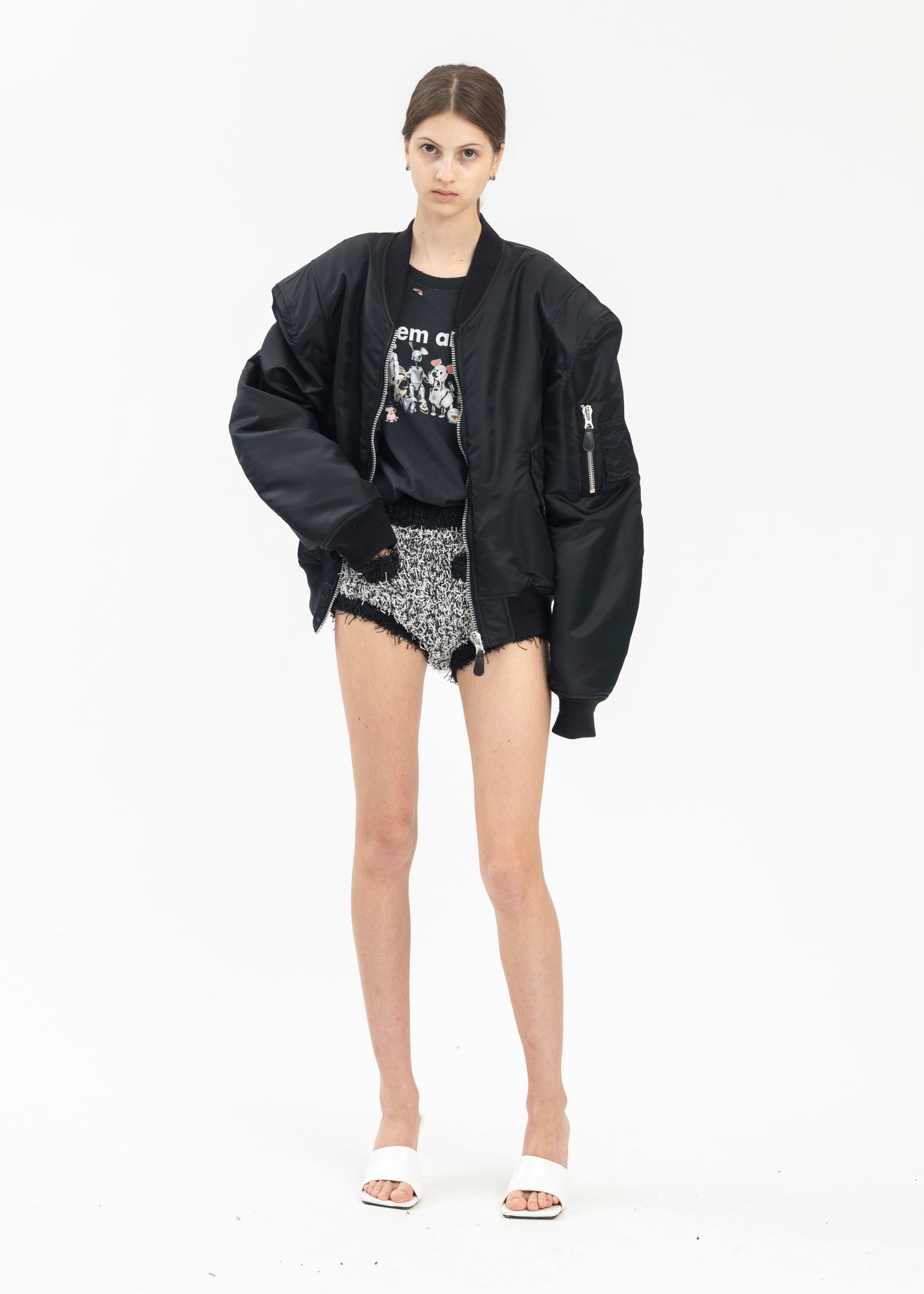 Doublet ROBOT SHOULDER BOMBER JACKET - BLACK | Garmentory