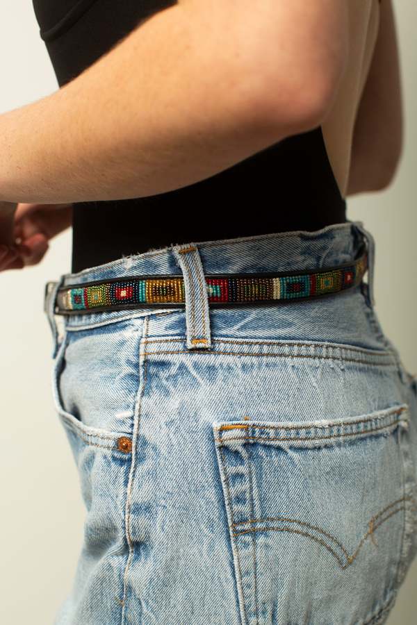 Vintage Beaded Belt - Black | Garmentory