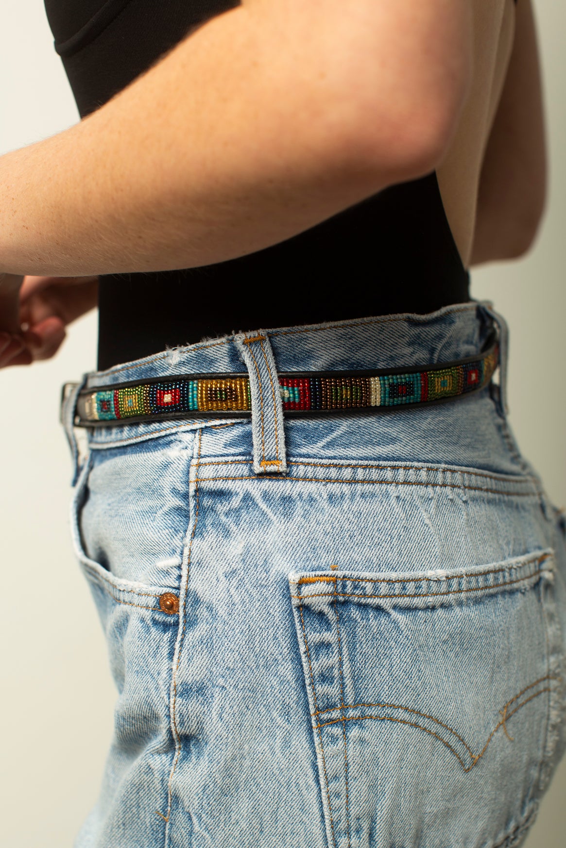 Vintage Beaded Belt - Black | Garmentory