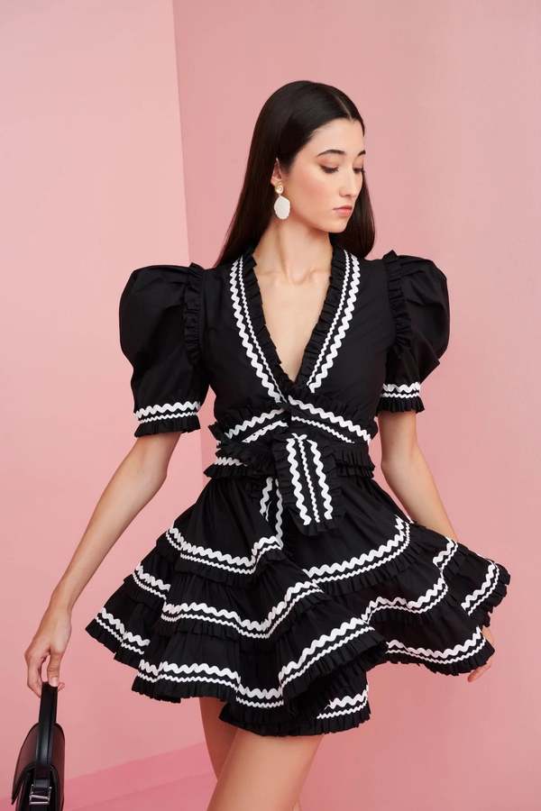 celia b Ric Rac Mini Dress - Black/White | Garmentory
