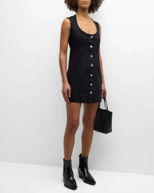 FRAME Denim Seamed Scoop Denim Dress | Garmentory