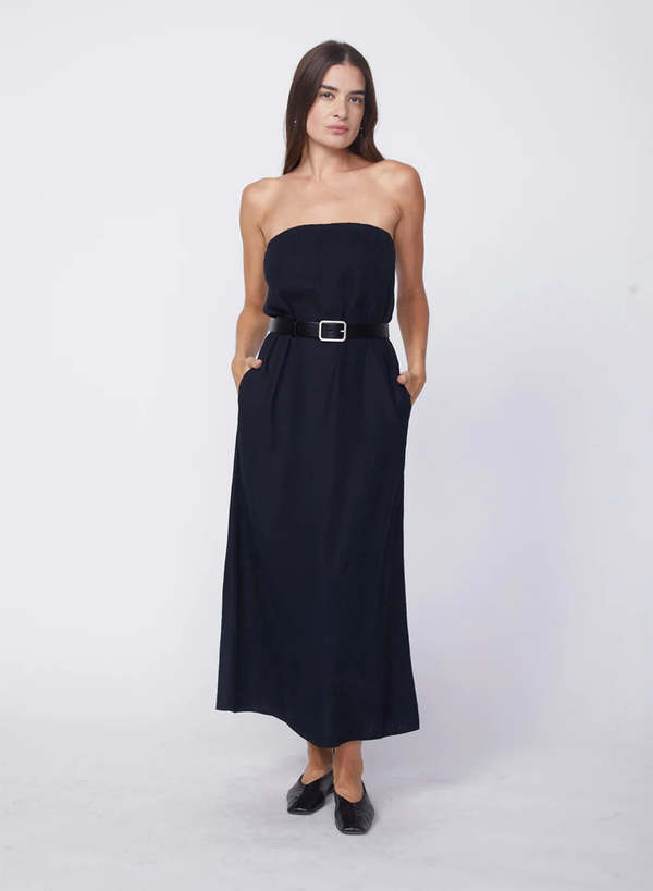 Stateside Linen Column Maxi Dress 5015 | Garmentory