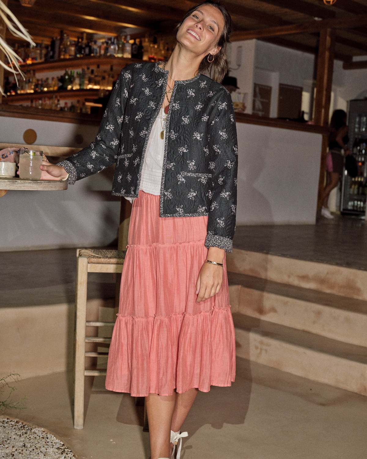 Mabe Vivi Print Quilted Jacket - Floral Black | Garmentory