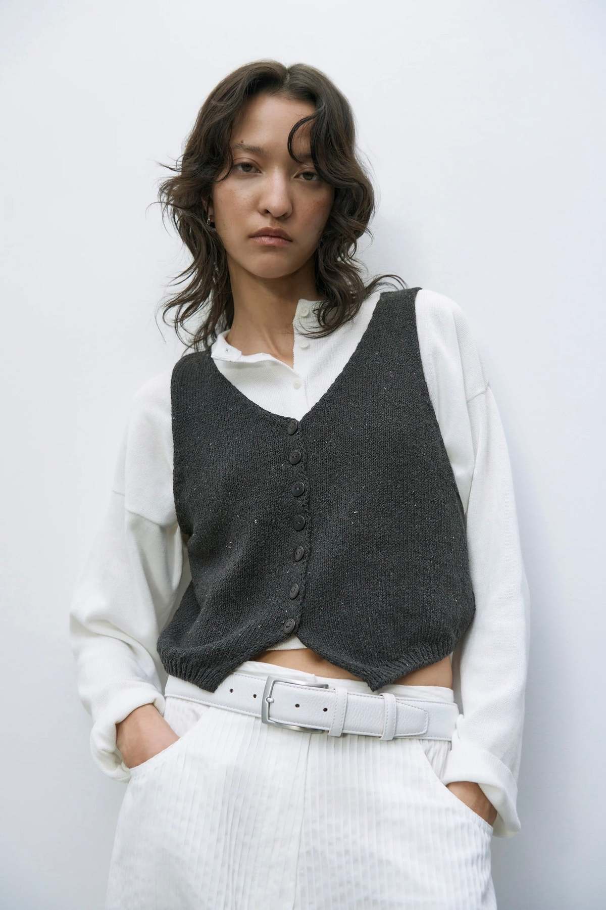 Cordera Heather Cotton Waistcoat - Charcoal | Garmentory