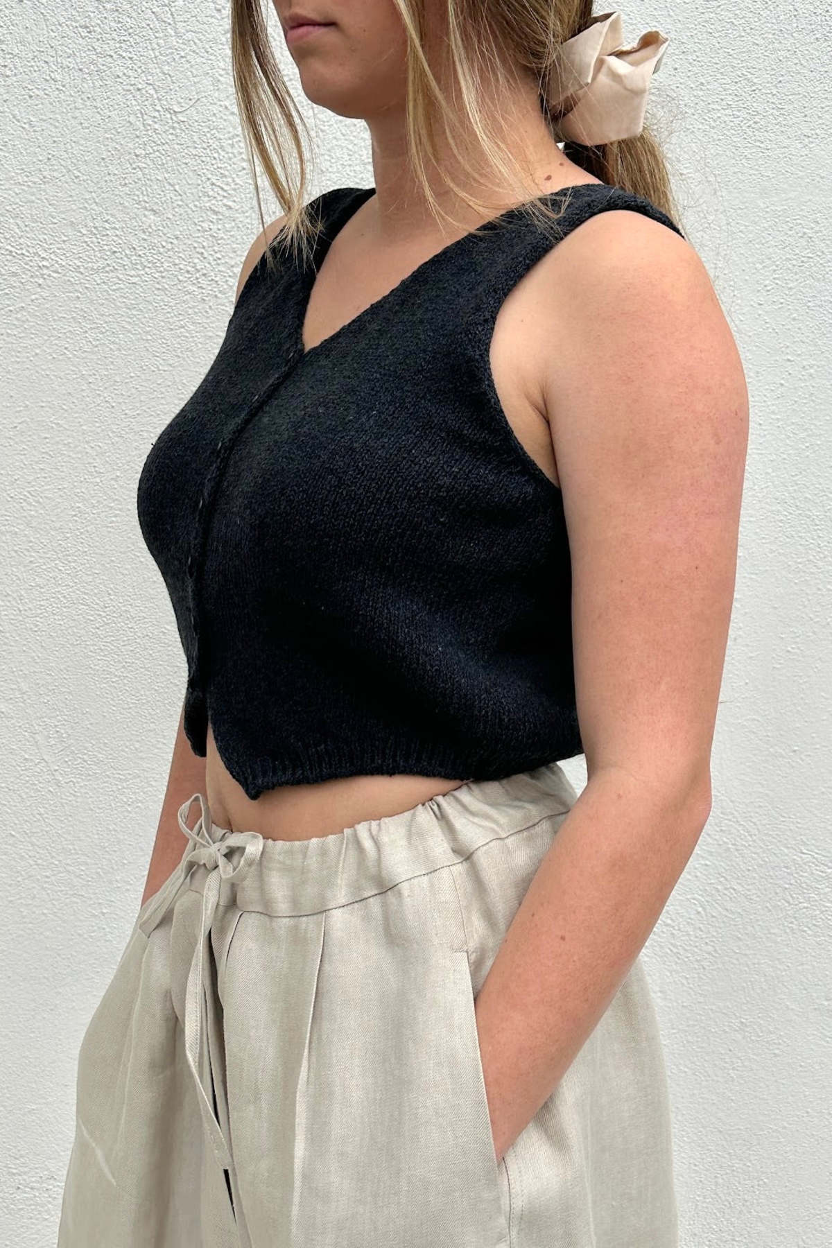 Cordera Heather Cotton Waistcoat - Charcoal | Garmentory