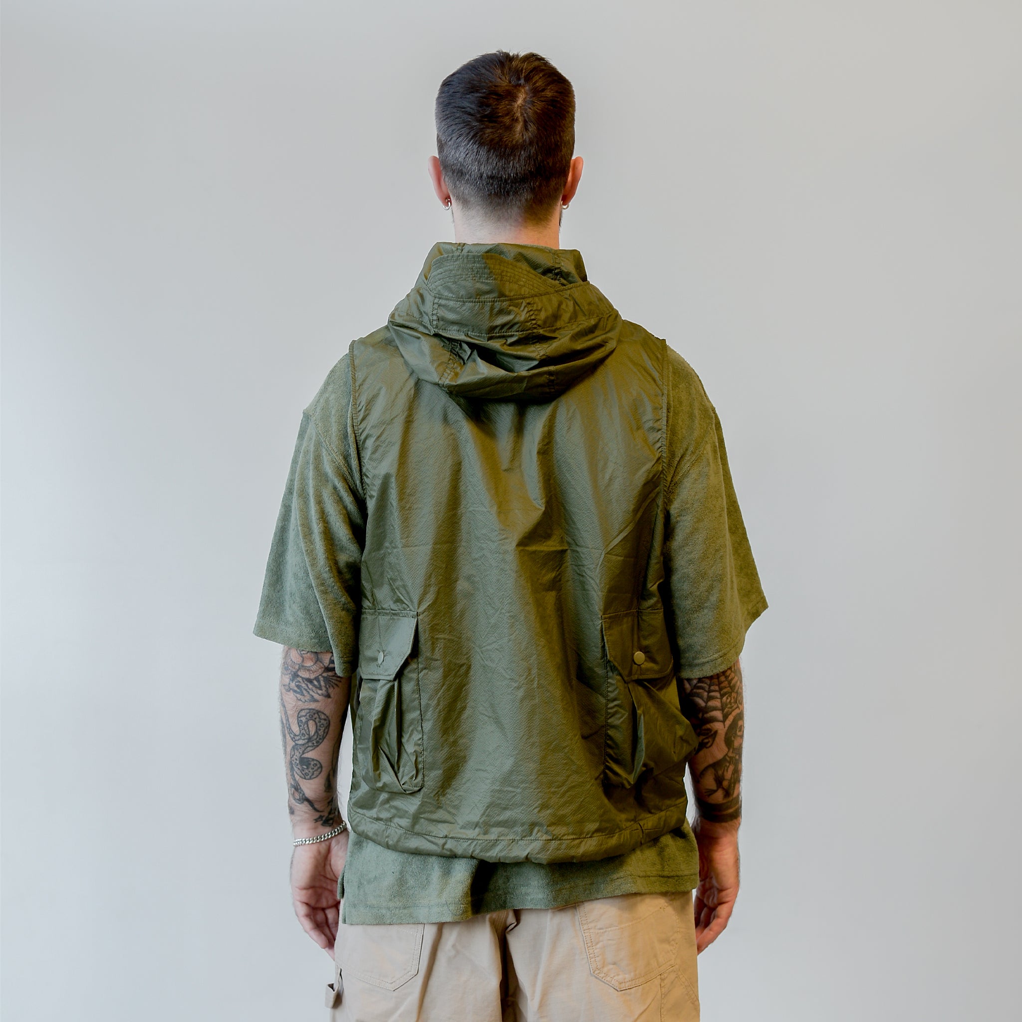 Engineered Garments Field Vest - Olive Nylon Micro Ripstop | Garmentory