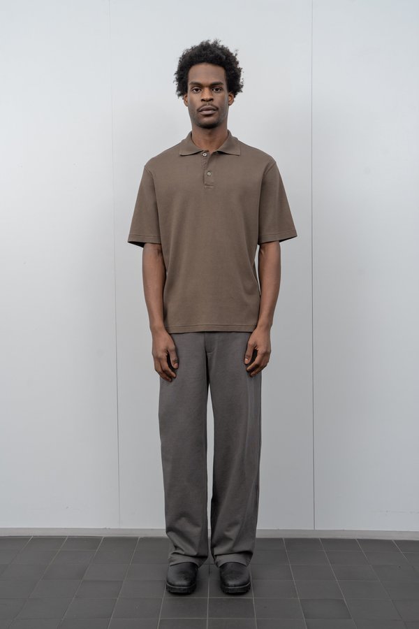 Lady White Co. Interlock Two Button Polo - Bark | Garmentory