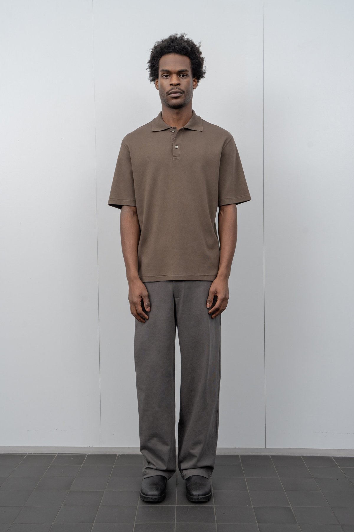 Lady White Co. Interlock Two Button Polo - Bark | Garmentory