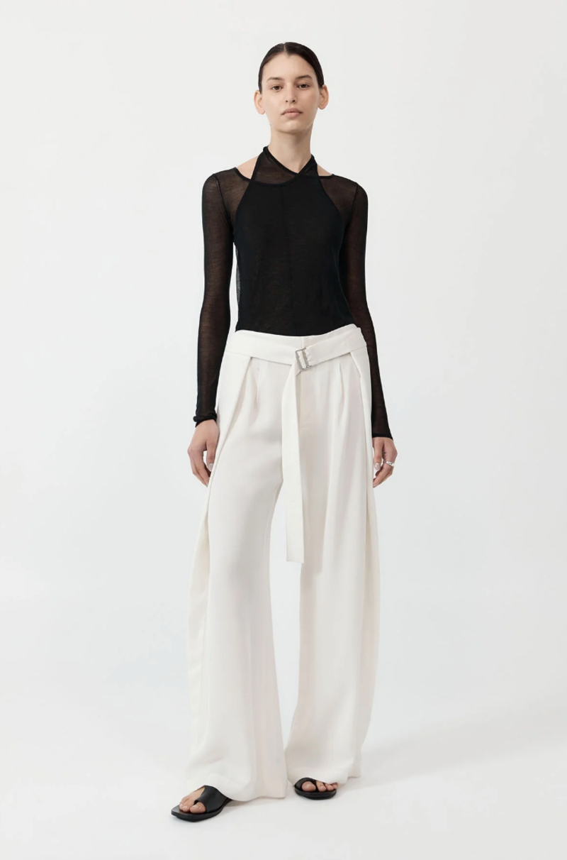 St. Agni Semi Sheer Loop Top - Black | Garmentory