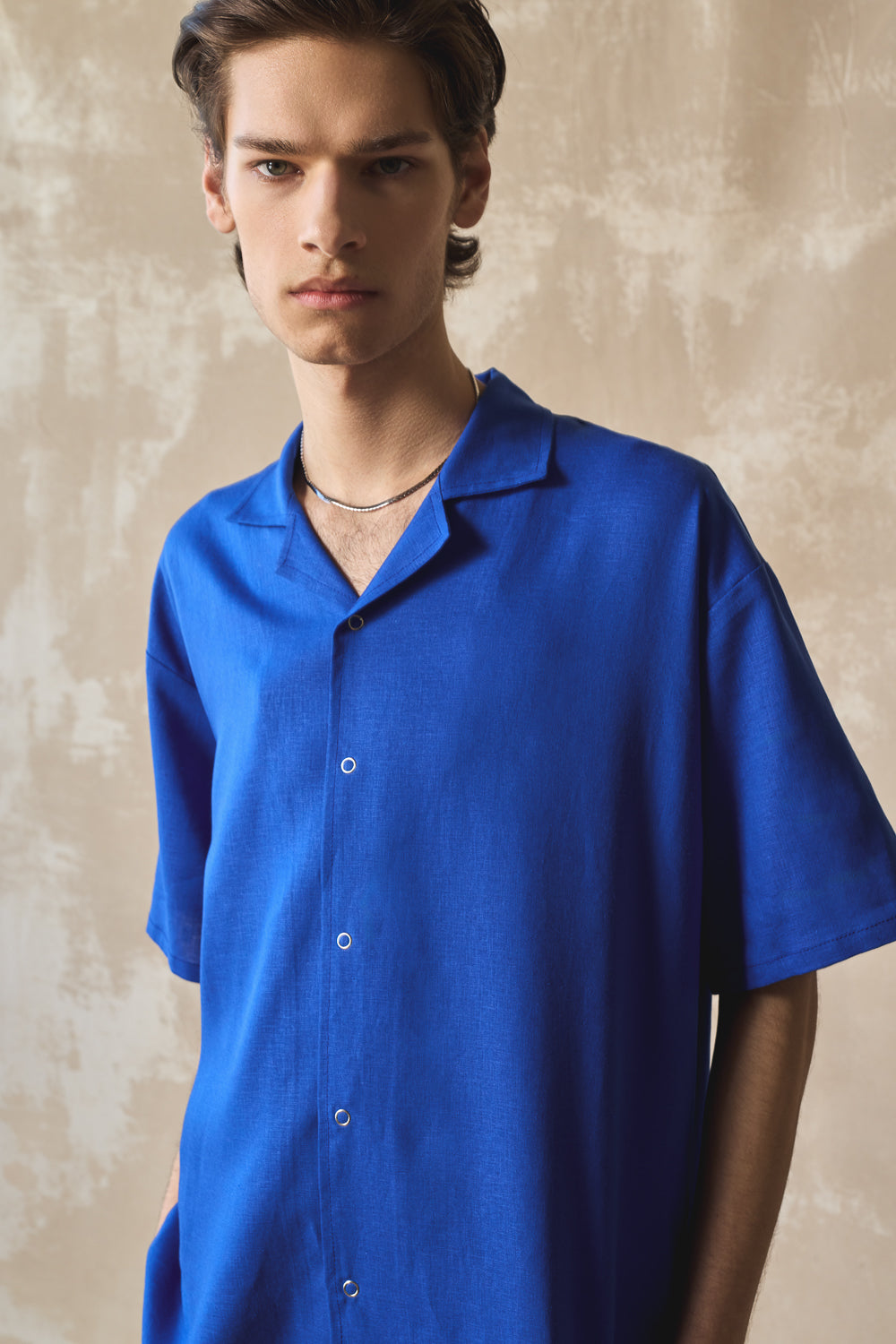 Devlyn Van Loon Slim Camp Collar Shirt - Lapis | Garmentory