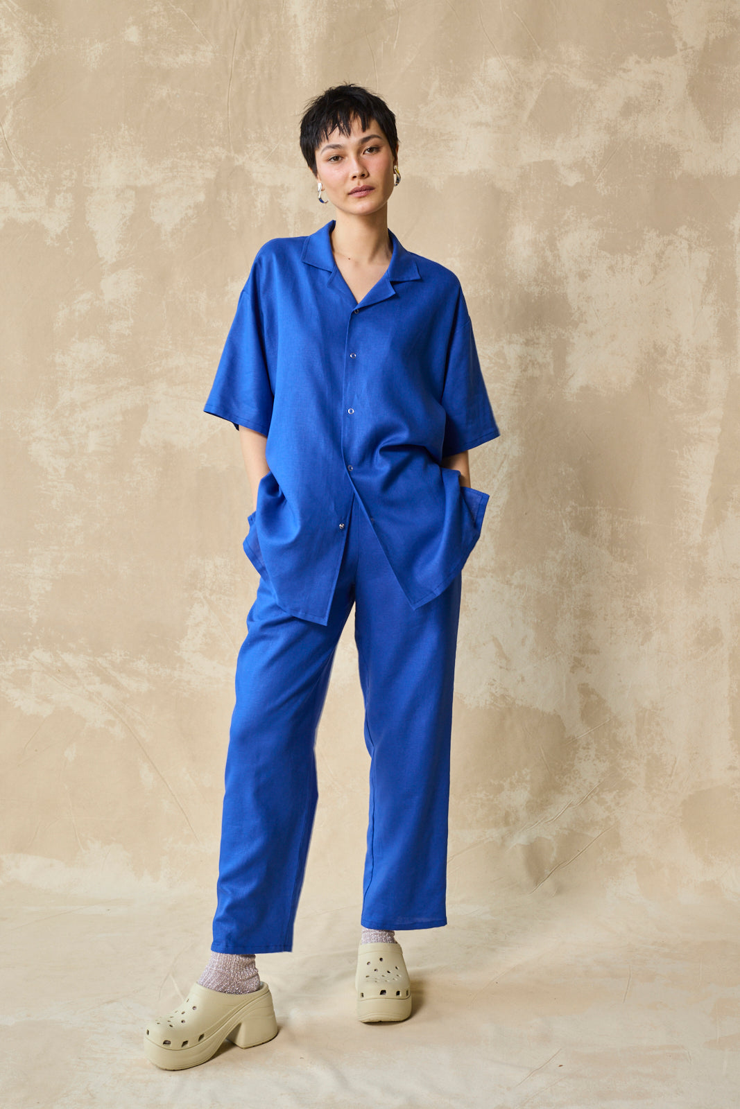 Devlyn Van Loon Slim Camp Collar Shirt - Lapis | Garmentory