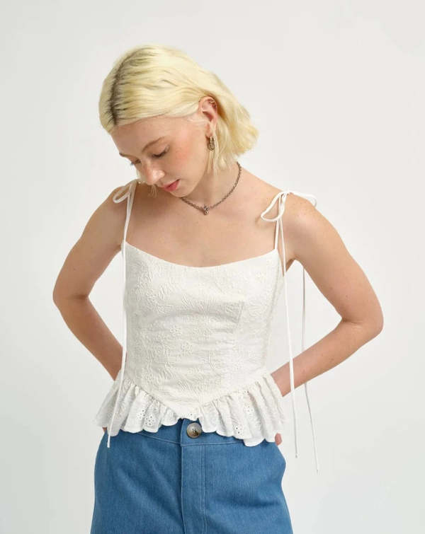 Eliza Faulkner Candy Corset - White Eyelet | Garmentory