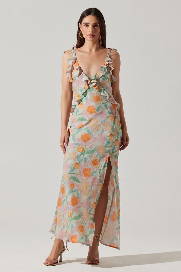 ASTR The Label Sorbae Dress - Mint Pink Floral | Garmentory