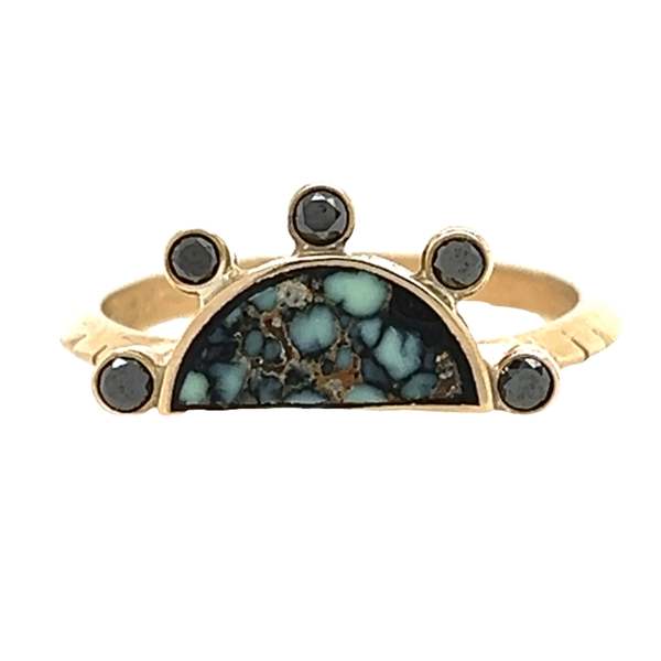 Young in the Mountains Angel Wing Diamond Freya Ring - Turquoise/Black ...