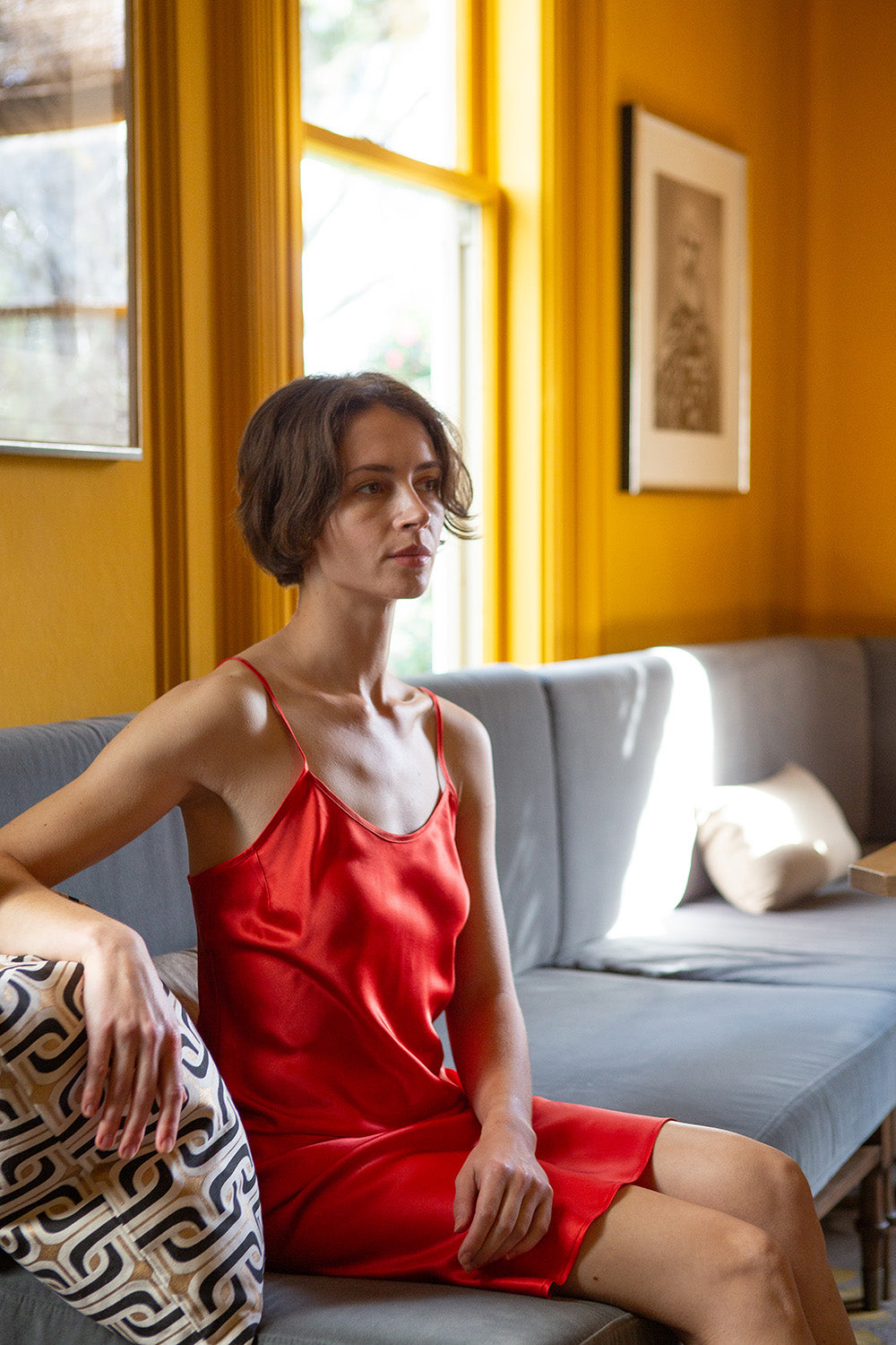 Erica Tanov Greta Silk Charmeuse Dress - Vermilion | Garmentory