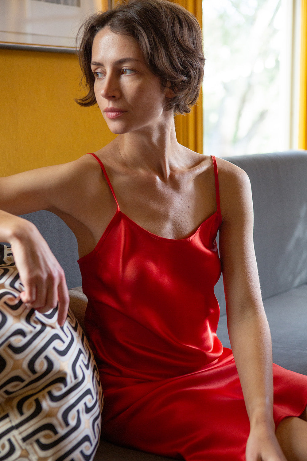 Erica Tanov Greta Silk Charmeuse Dress - Vermilion | Garmentory