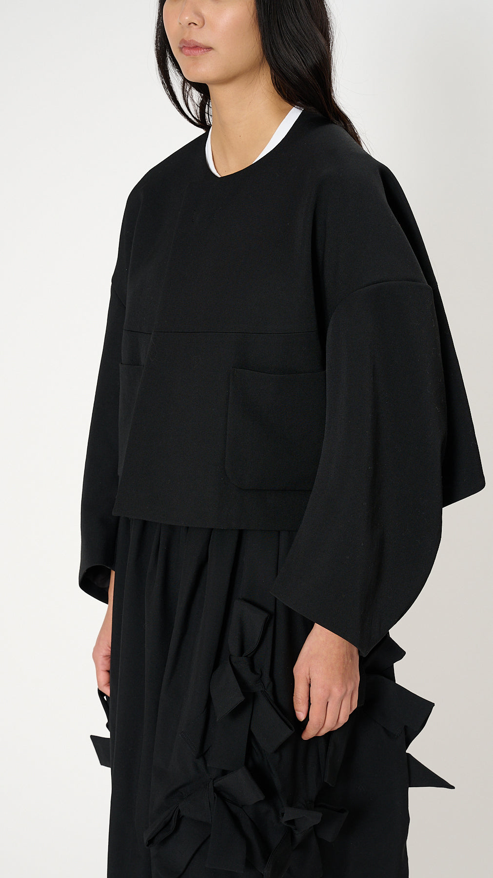 Comme des Garçons Cropped Drop Shoulder Jacket - Black | Garmentory