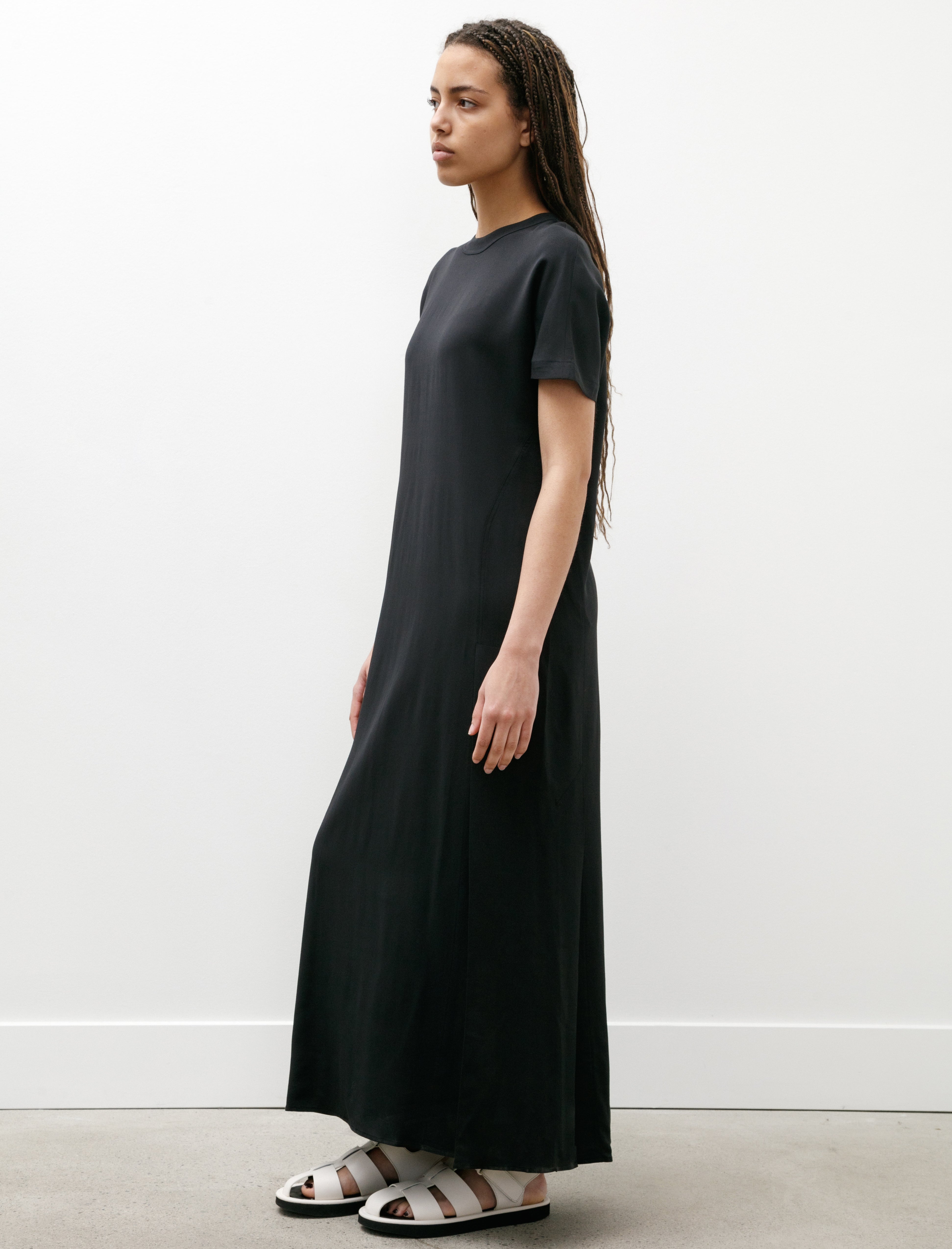 Studio Nicholson Kaplan Stitch Pleat Dress - Darkest Navy | Garmentory