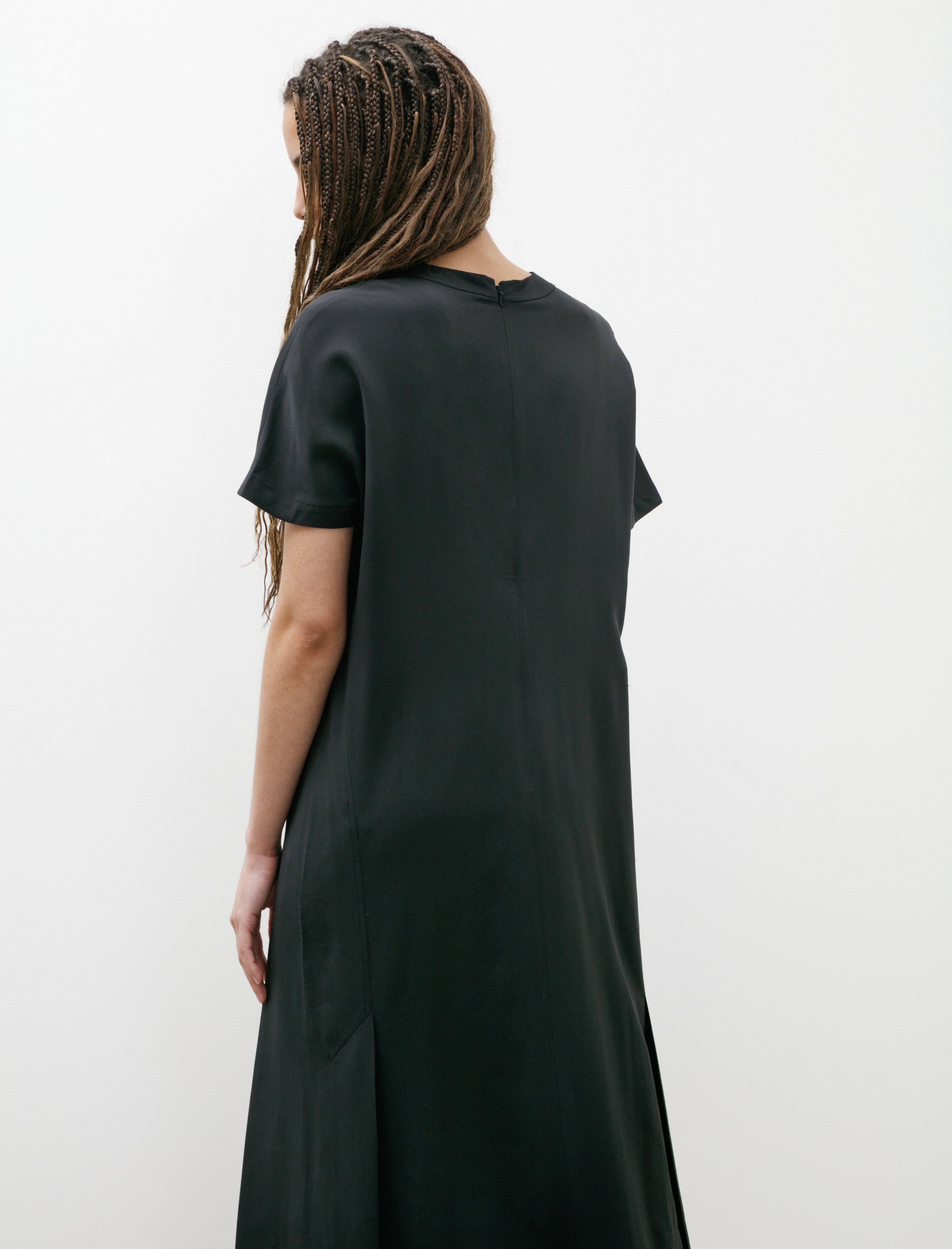 Studio Nicholson Kaplan Stitch Pleat Dress - Darkest Navy | Garmentory