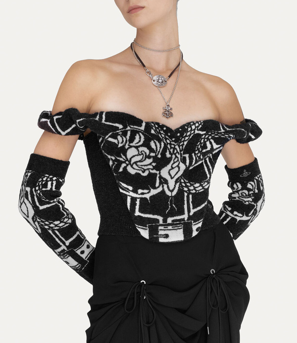 Vivienne Westwood Archival Print Snake and Belt Motif Corset - Black ...