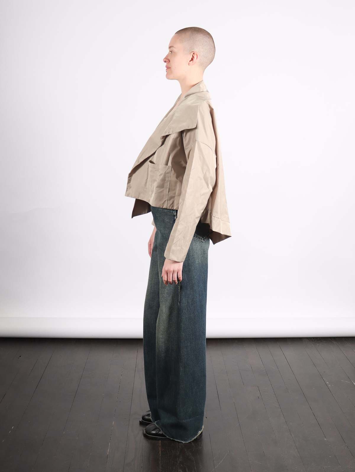 Planet Cropped Asymmetrical Jacket - Fawn | Garmentory