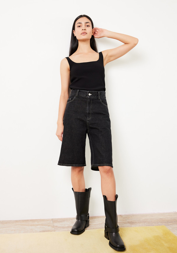 Nomia Wide Leg Jean Shorts - Stonewash Denim | Garmentory