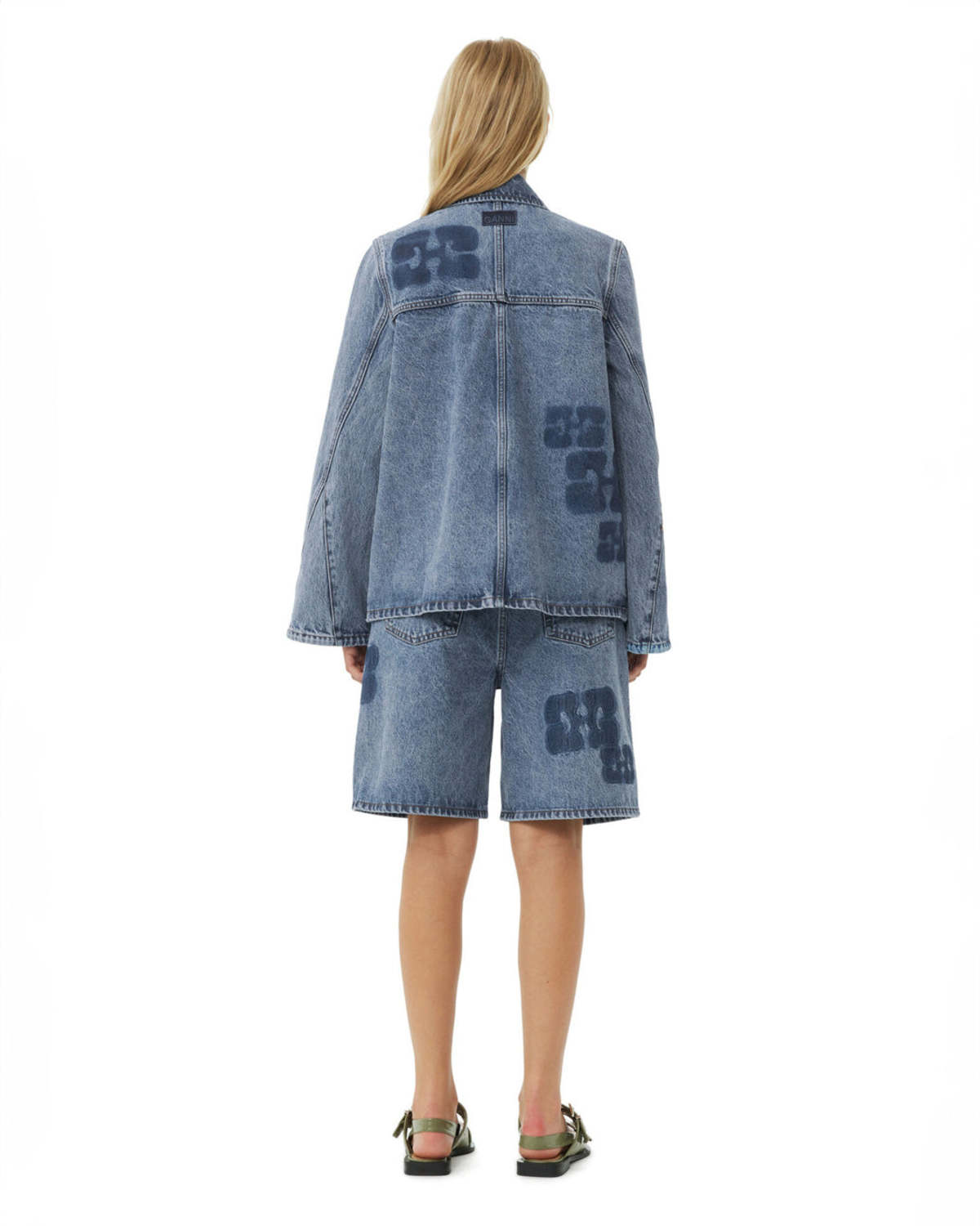 Ganni Patch Denim Jacket - Medium Wash Denim | Garmentory