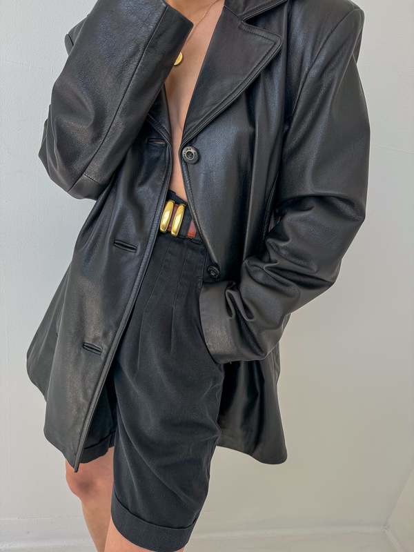 Vintage Leather Button Up Jacket - Onyx | Garmentory