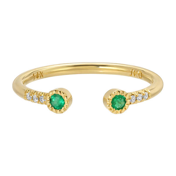 Jennie Kwon Designs Emerald Bezel Equilibrium Cuff Ring | Garmentory