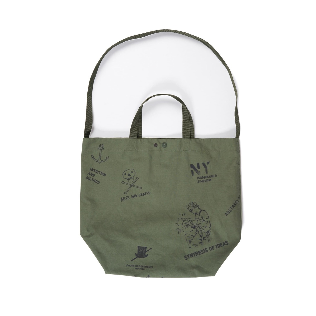 Engineered Garments Reversible Carry All Tote - Olive Graffiti Print ...