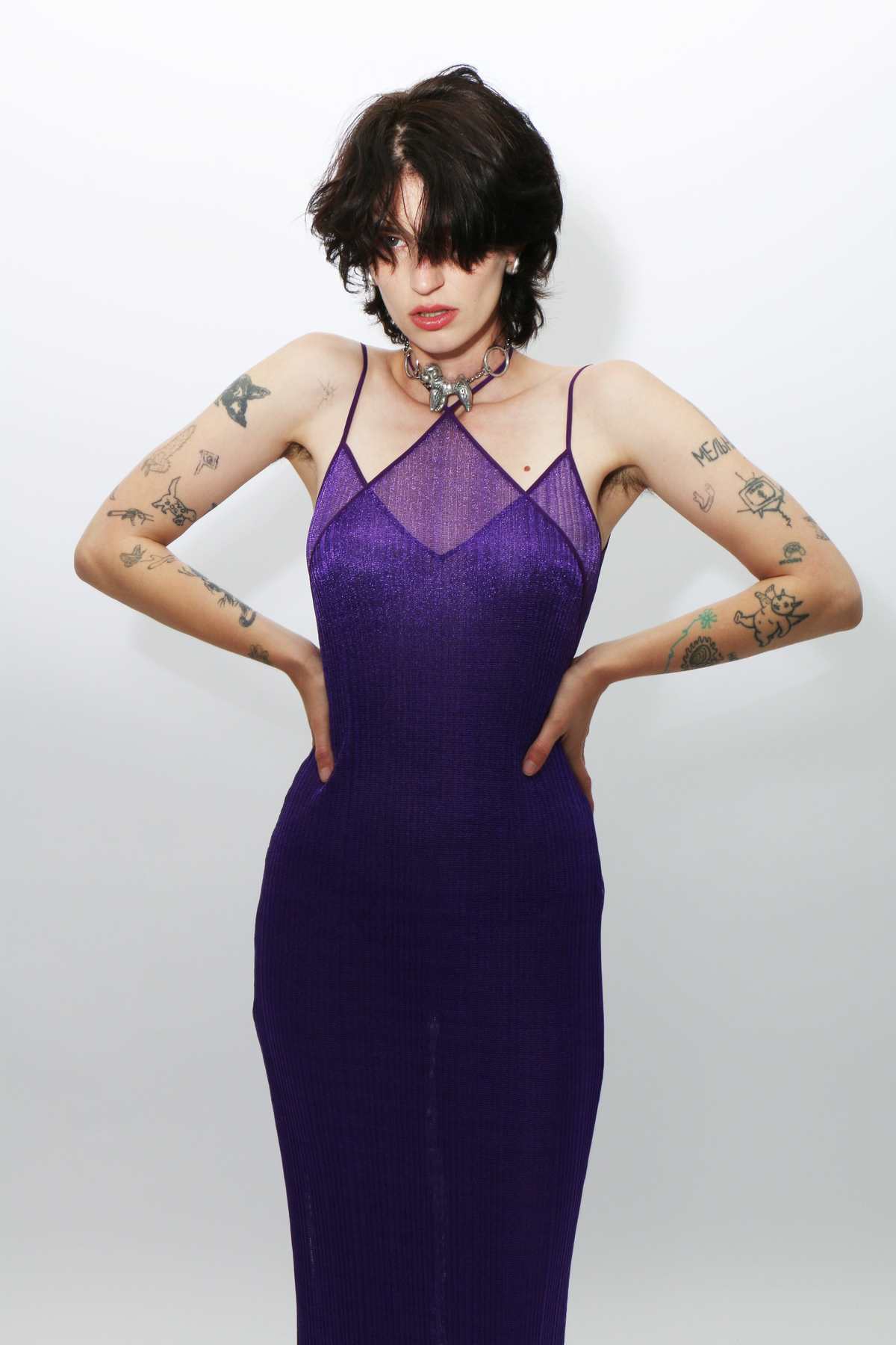 Priscavera Amethyst Metallic Layer Dress - Purple | Garmentory