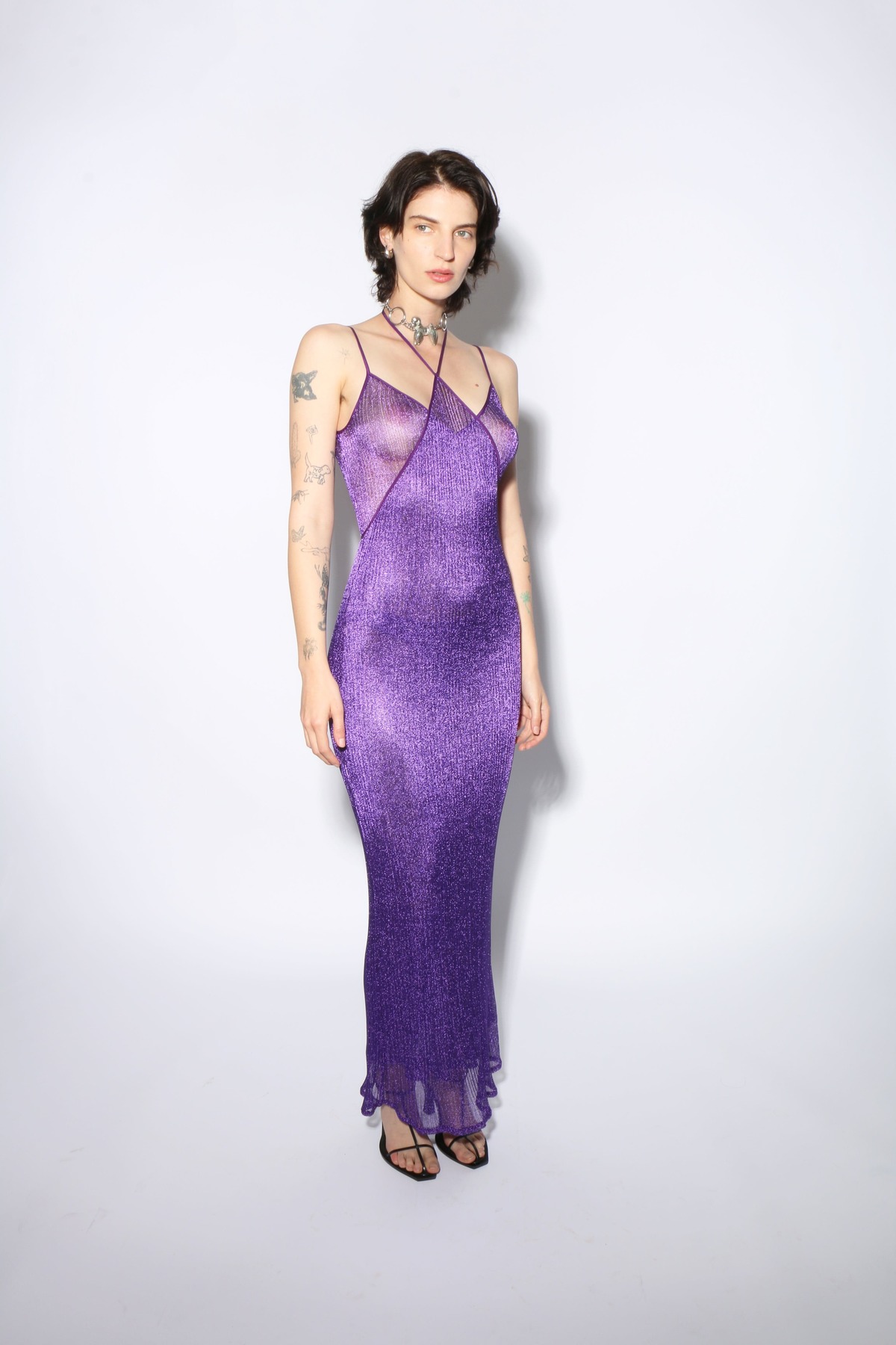 Priscavera Amethyst Metallic Layer Dress - Purple | Garmentory