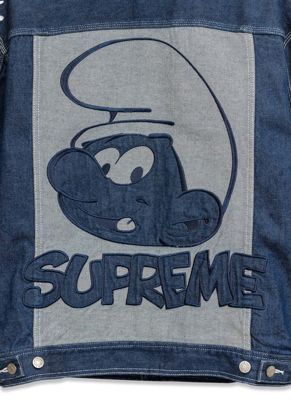 Supreme x Smurfs Denim Trucker Jacket - Blue | Garmentory