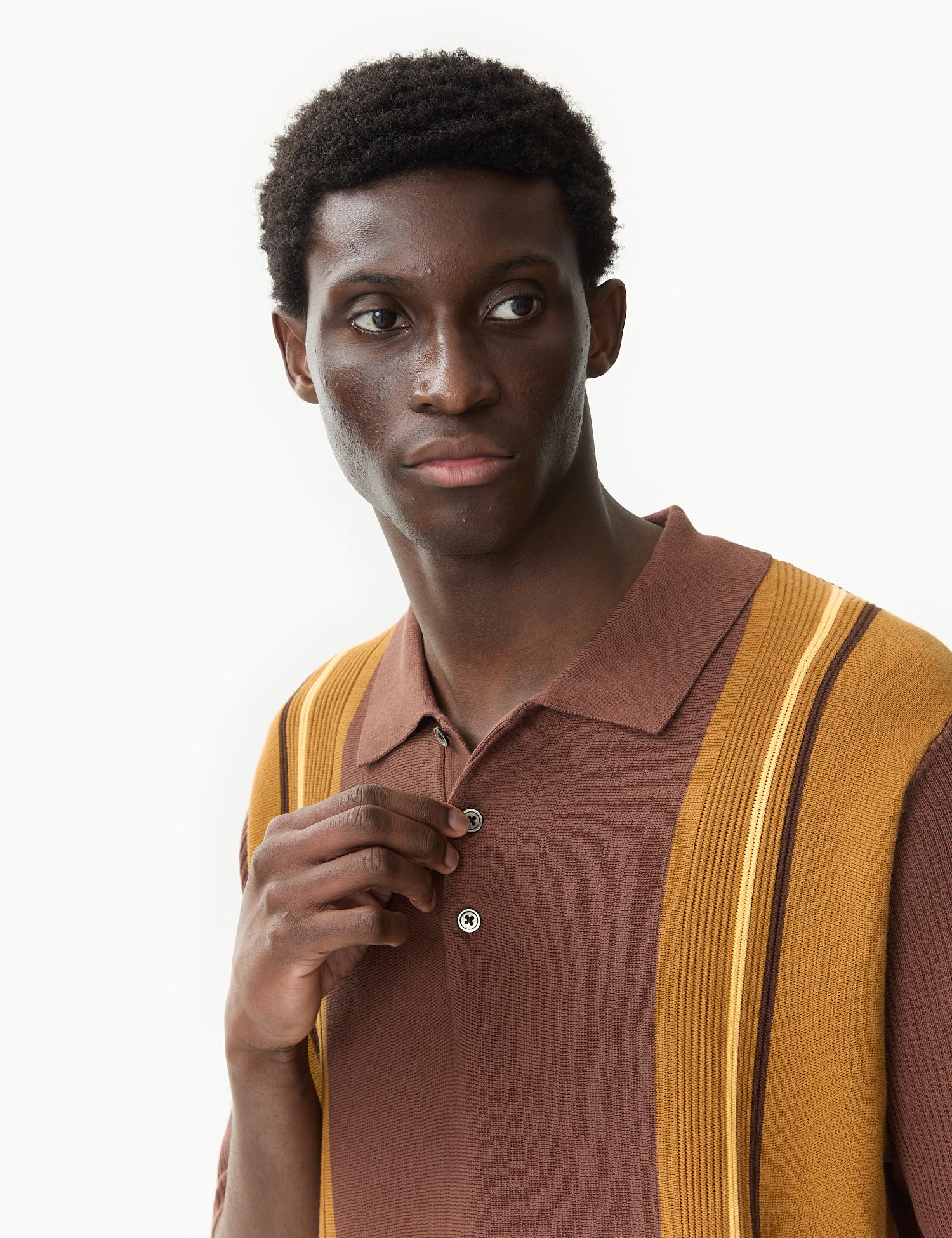 Beams Plus Knit Polo Shirt - Brown | Garmentory