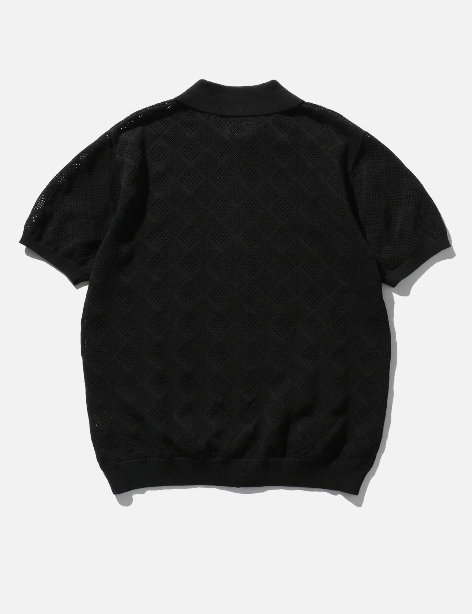 Beams Plus Zip Mesh Knit Polo Shirt - Black | Garmentory
