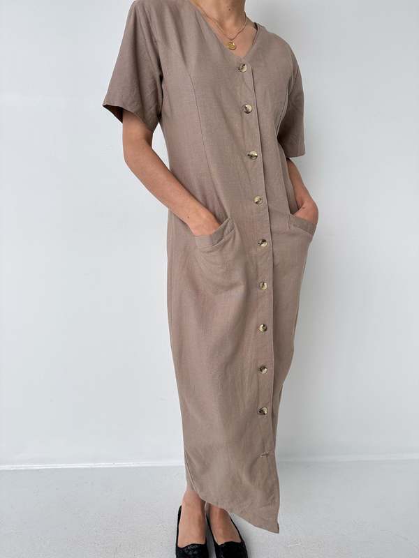 Vintage Summer Button Up Dress - Moka | Garmentory