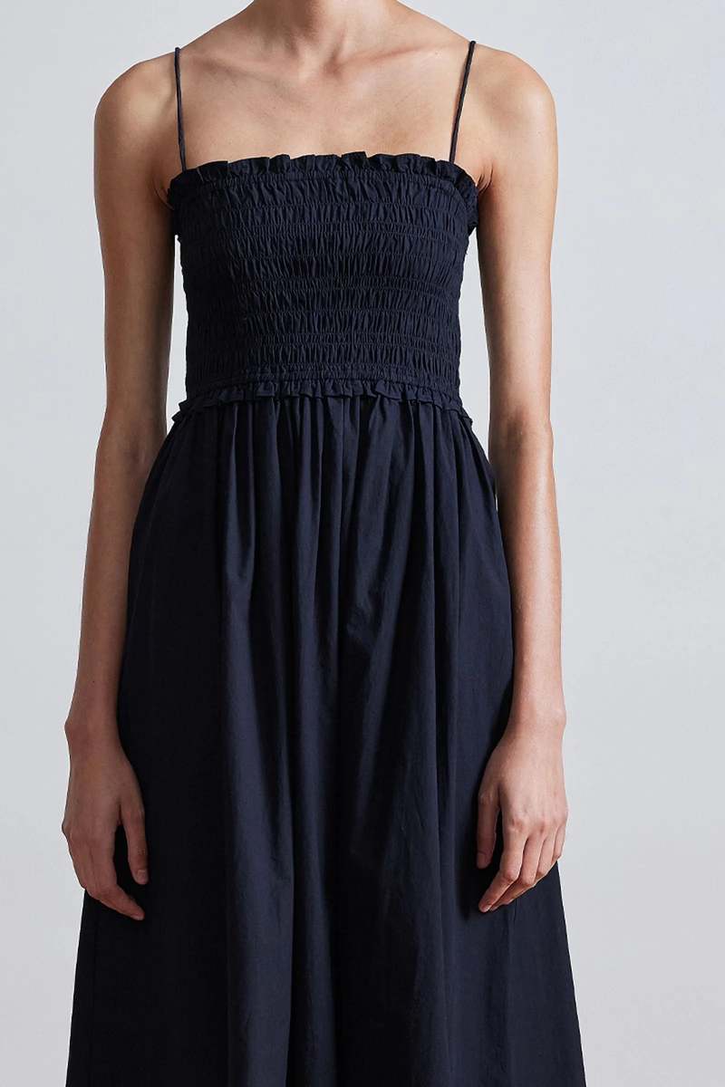 Apiece Apart Porta Smocked Spaghetti Dress - Black | Garmentory