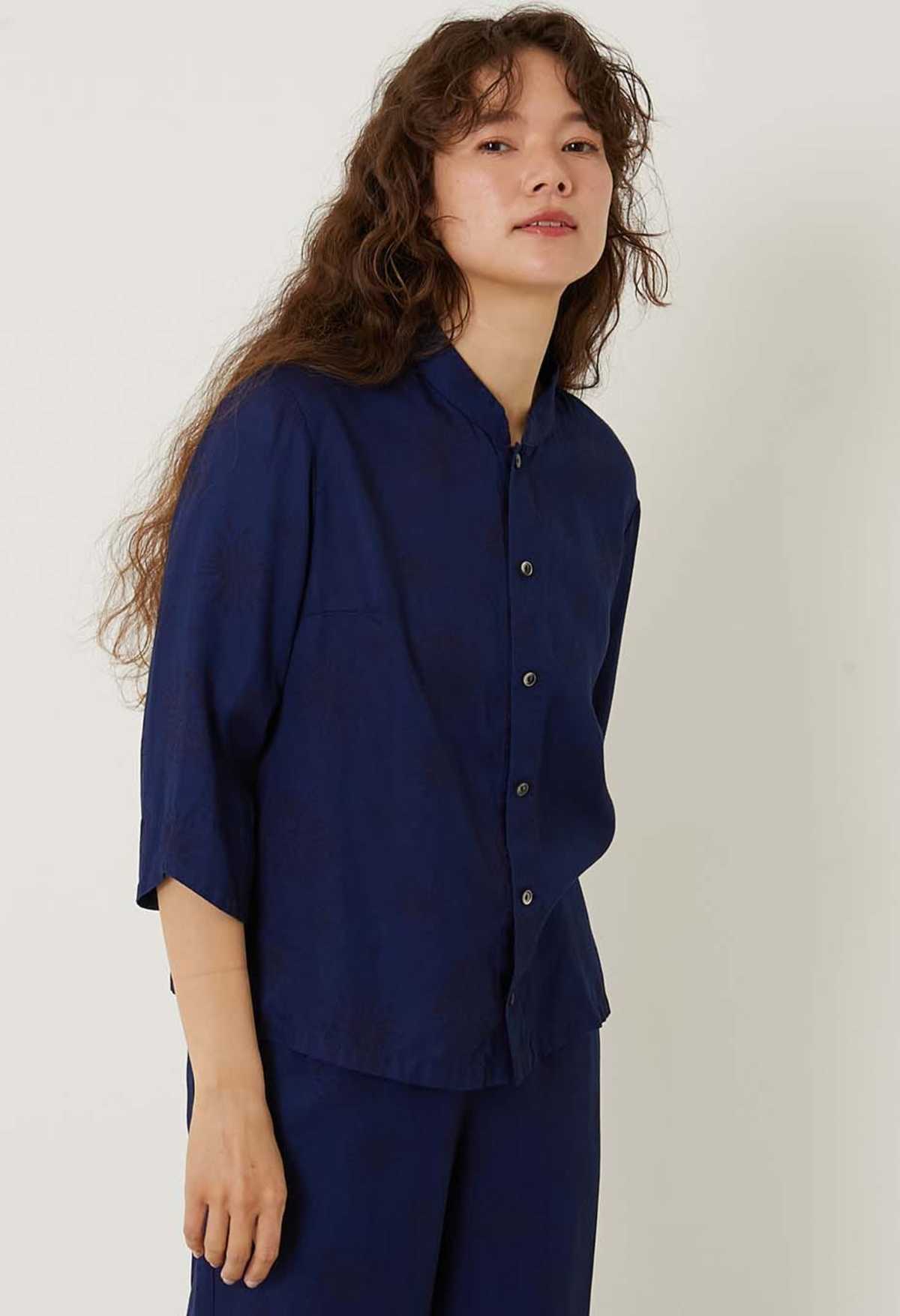 Blue Blue Japan Indigo Lyocell Hanabi Pattern Shirt - Indigo | Garmentory
