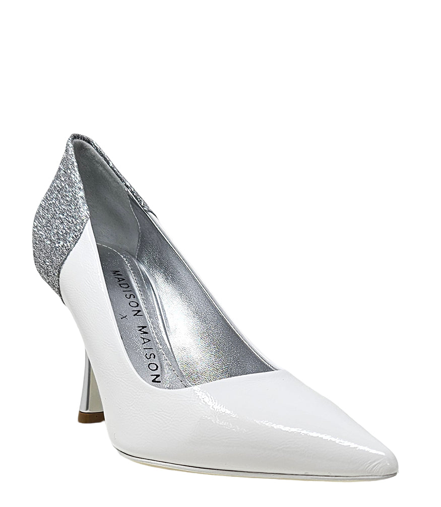 Madison Maison Alena High Heel Pump - White/Silver | Garmentory