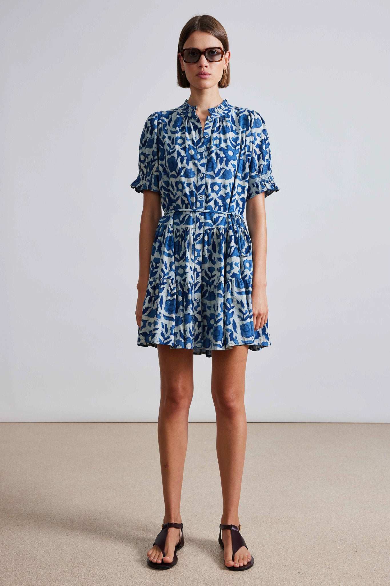 Apiece Apart Las Alturas Mini Dress - Batik Floral Indigo | Garmentory