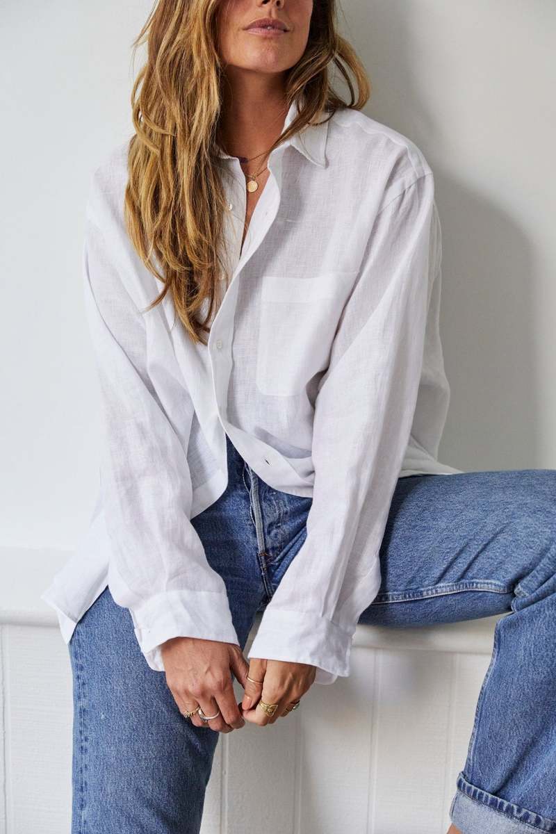 Mamene classic linen repeat shirt - white | Garmentory
