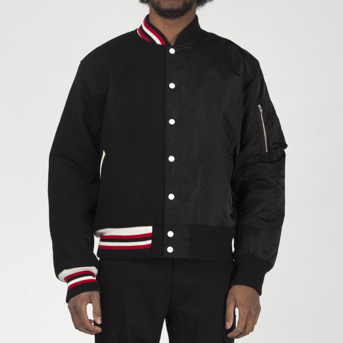 BRAIN DEAD SPLIT VARSITY JACKET - BLACK | Garmentory