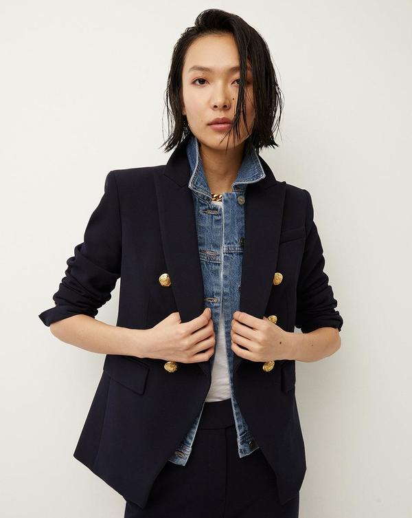 Veronica Beard Miller Dickey Jacket - Navy Gold Buttons | Garmentory